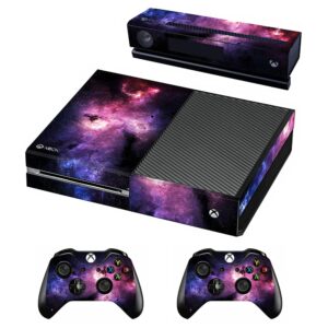 fottcz vinyl skin for xbox one console, sound box & controllers only, sticker decorate and protect equipment surface, darkpurple nebula