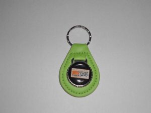 1960's sunbeam tiger vintage logo leather keychain - bright green