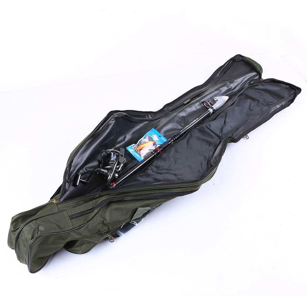 doorslay Fishing Rod Carrier Canvas Fishing Pole Tools Storage Bag Travel Carry Case Bag, Portable Folding, Durable Canvas