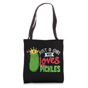 just a girl who loves pickles gift dill pickle cucumber tote bag