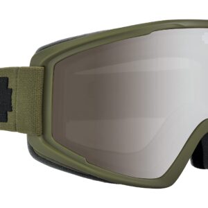 SPY Optic Crusher Elite Snow Goggle, Winter Sports Protective Goggles, Color and Contrast Enhancing Lenses, Matte Olive - Bronze with Silver Spectra Mirror Lenses