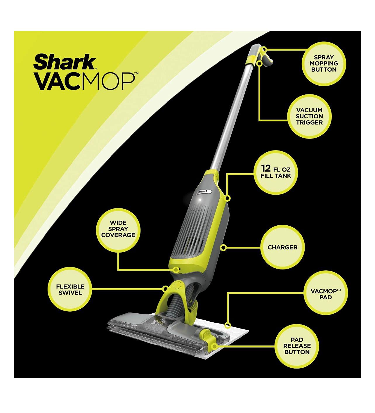 Shark VACMOP Cordless Hard Floor Vacuum Mop with Disposable VACMOP Pad, VM200