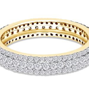 SAVEARTH DIAMONDS 14k Yellow Gold Over Sterling Silver 1 Carat (Cttw) Round Cut Lab Grown Diamond Three Row Full Eternity Engagement Wedding Band Ring Jewelry For Women Ring Size-6