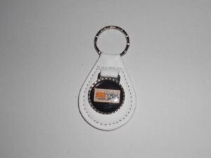 1960's sunbeam tiger vintage logo leather keychain - white