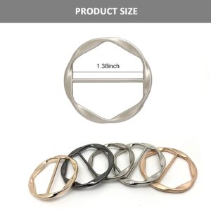 5PCS Silk Scarf Ring Clip T-shirt Tie Clips for Women Fashion Metal Round Circle Clip Buckle Clothing Ring Wrap Holder with 1 Storage Bag