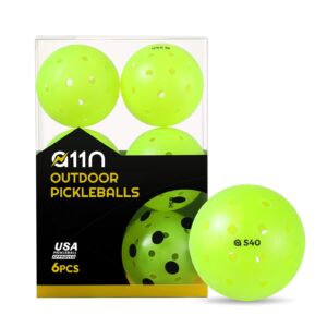 a11n s40 outdoor pickleball balls- usapa approved, 6-pack, neon green