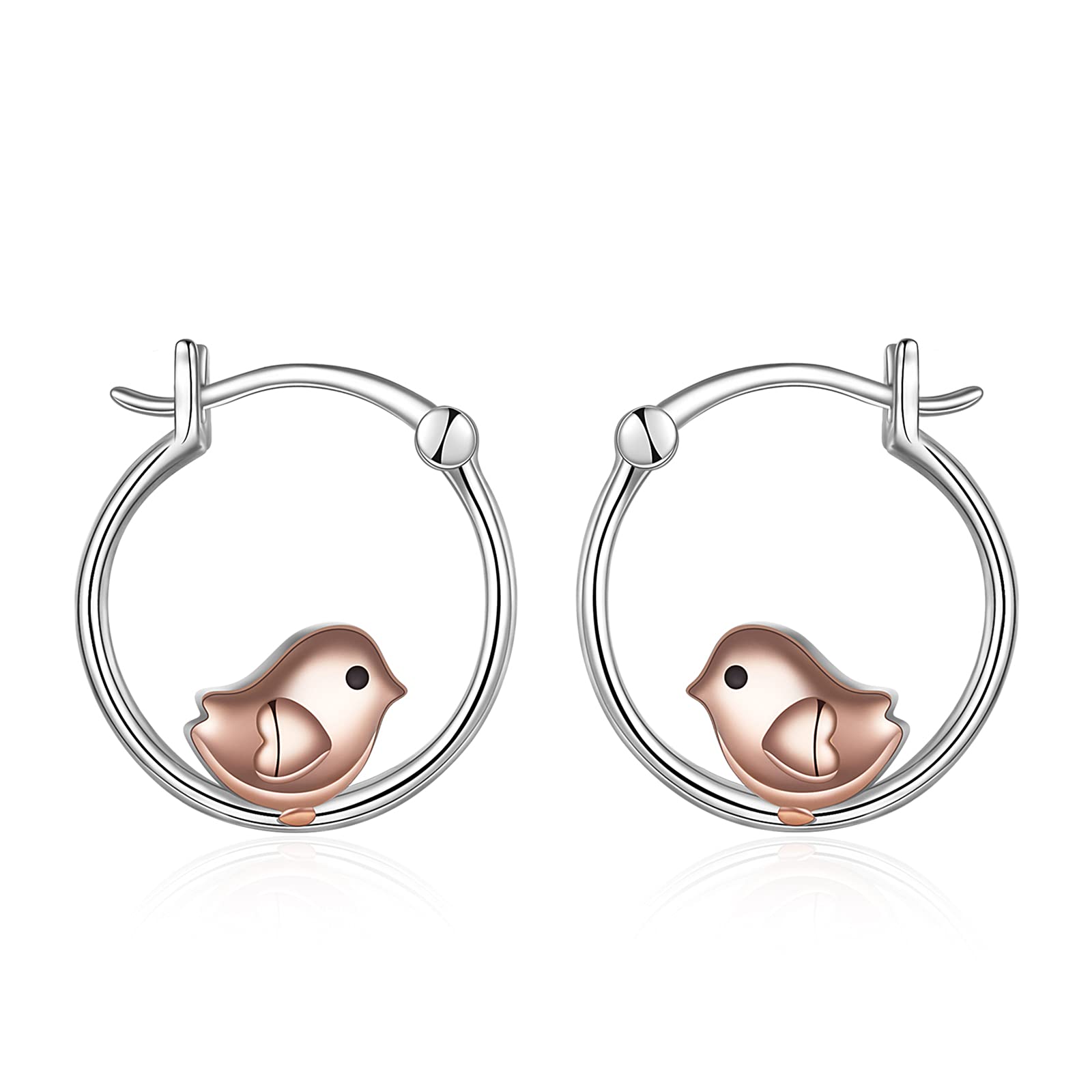 YFN Birds Earrings Sterling Silver Small Hoop Earrings Cute Bird Jewelry Gifts for Women Daughter