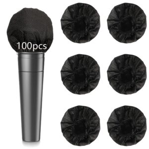 100pcs microphone cover disposable non-woven microphone windscreen protective cap karaoke mic cover for ktv home karaoke bar news interview