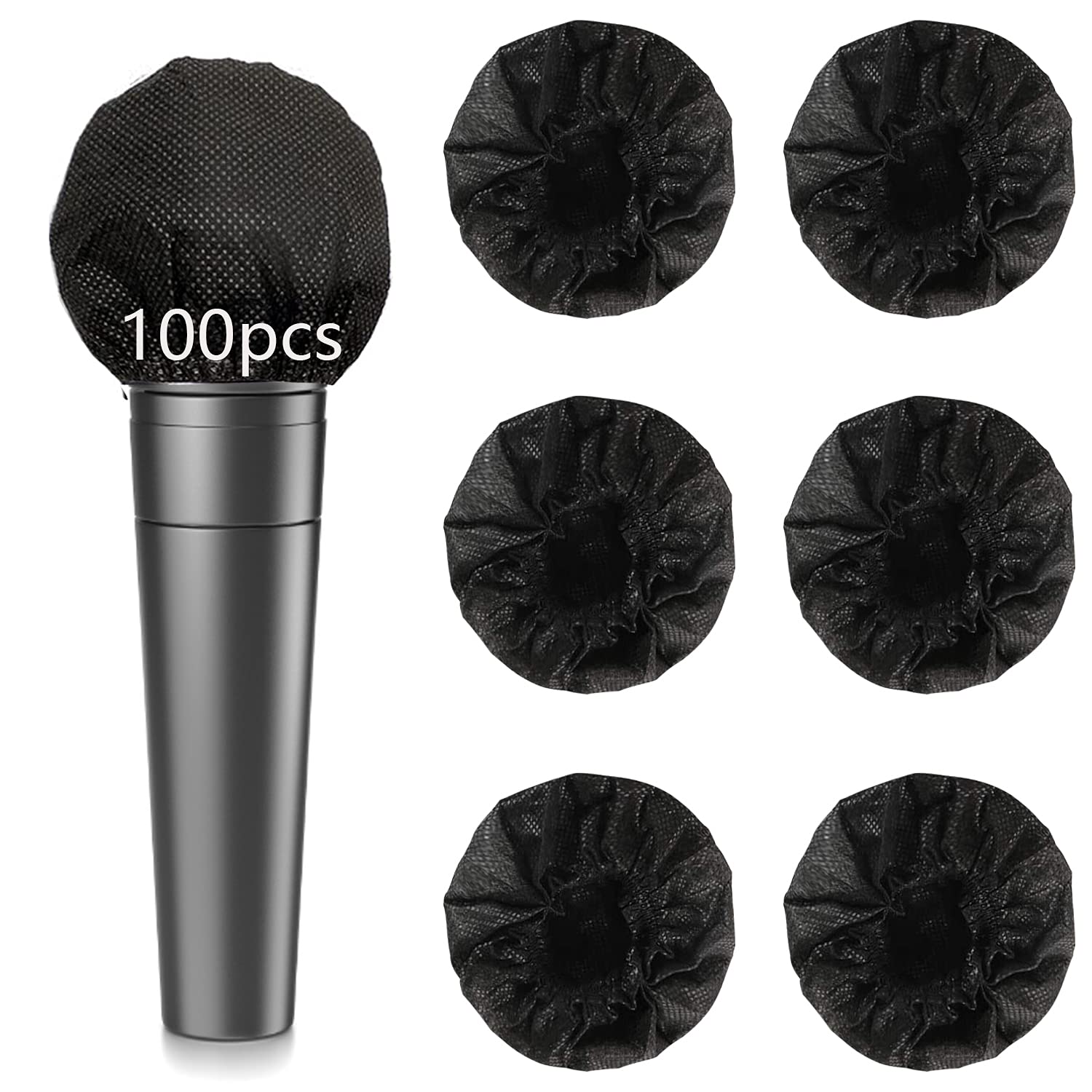 100PCS Microphone Cover Disposable Non-Woven Microphone Windscreen Protective Cap Karaoke Mic Cover for KTV Home Karaoke Bar News Interview