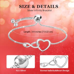 Silver Bracelet Silver Bracelets for Women Infinity Bracelets for Women Sterling Silver Bracelet Heart Bracelet Sterling Silver Bracelets for Women Adjustable Bracelets for Women Bracelets Women