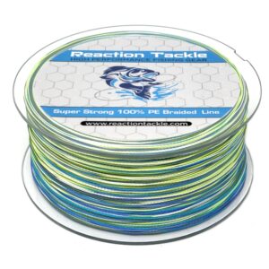 reaction tackle braided fishing line camo aqua 20lb 1000yd