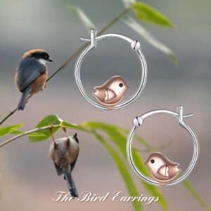 YFN Birds Earrings Sterling Silver Small Hoop Earrings Cute Bird Jewelry Gifts for Women Daughter