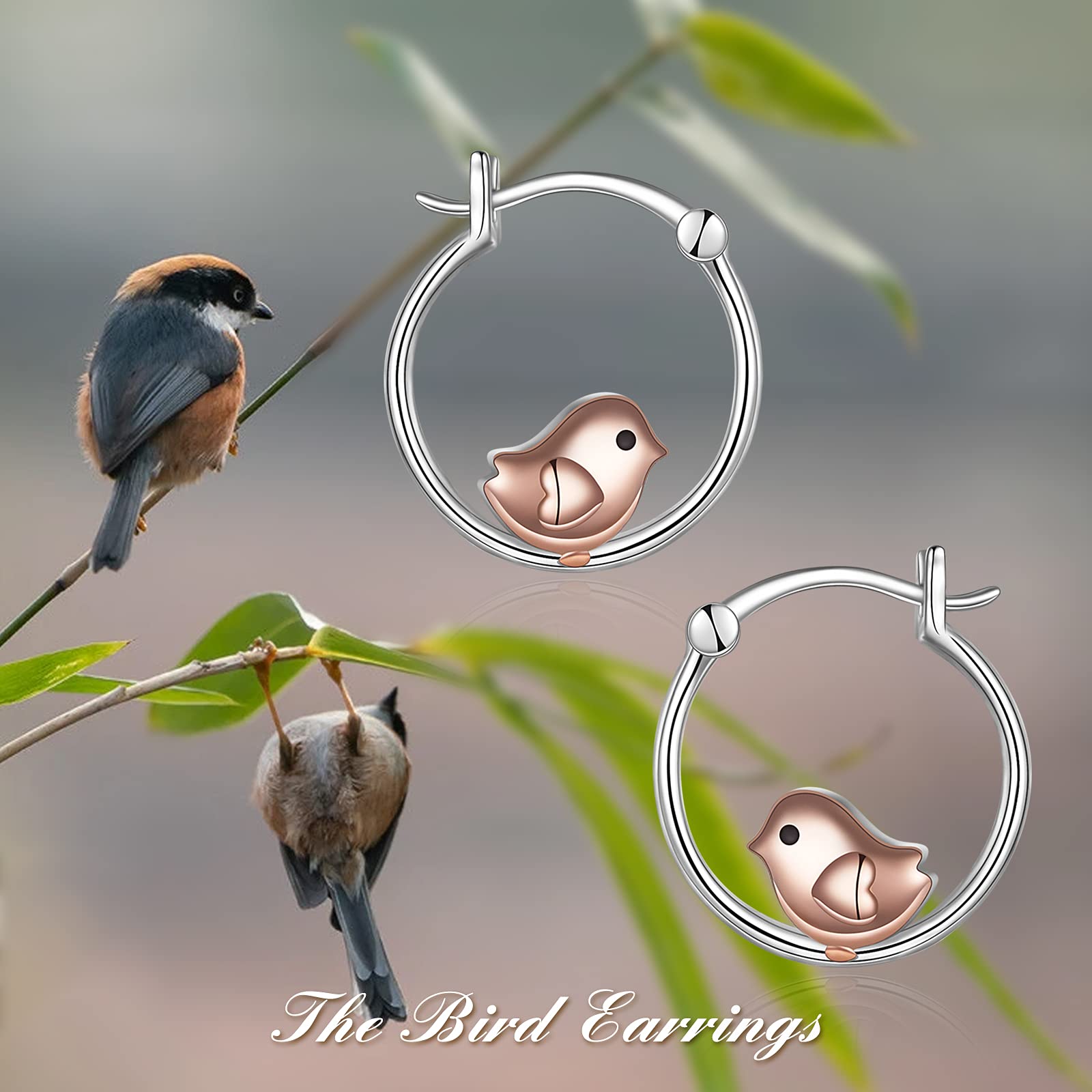 YFN Birds Earrings Sterling Silver Small Hoop Earrings Cute Bird Jewelry Gifts for Women Daughter