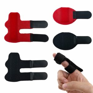 itechpanda trigger finger splints, 4 pcs adjustable fixing sleeves fractures splints for broken finger, pinky finger, injured finger ideal, sport injuries (red + black)