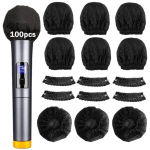 sunpro microphone covers disposable 100pcs, non-woven,clean no-odor windscreen pop filters protective cap for handheld karaoke microphone