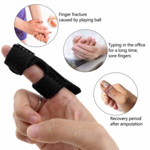 itechpanda Trigger Finger Splints, 4 PCS Adjustable Fixing Sleeves Fractures Splints for Broken Finger, Pinky Finger, Injured Finger Ideal, Sport Injuries (Red + Black)