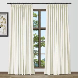 double double double pinch pleated semi blackout curtains for room darkening with inserted hooks. (ivory 84 inch wide by 45 inch long- 2 pannels combined size)