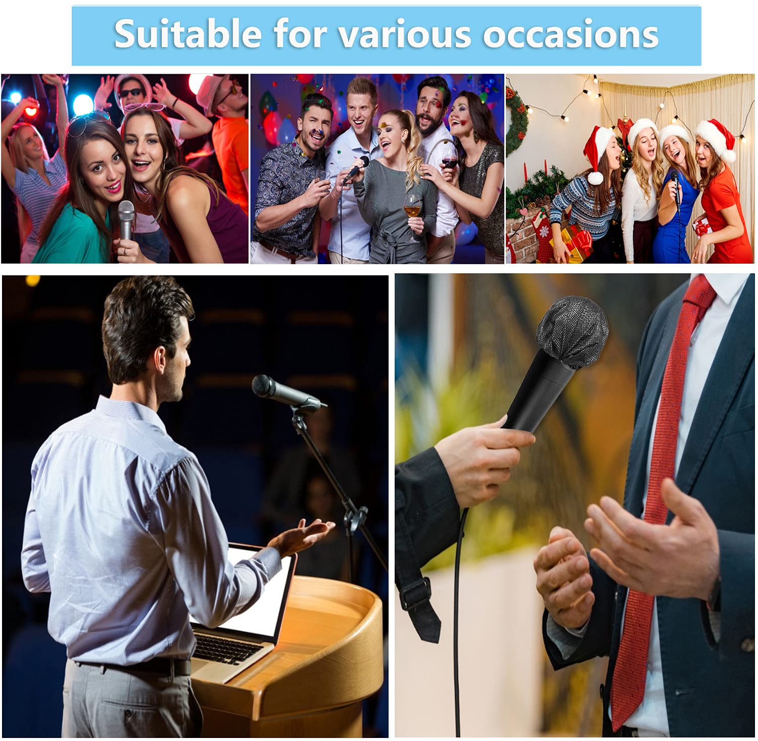 100PCS Microphone Cover Disposable Non-Woven Microphone Windscreen Protective Cap Karaoke Mic Cover for KTV Home Karaoke Bar News Interview