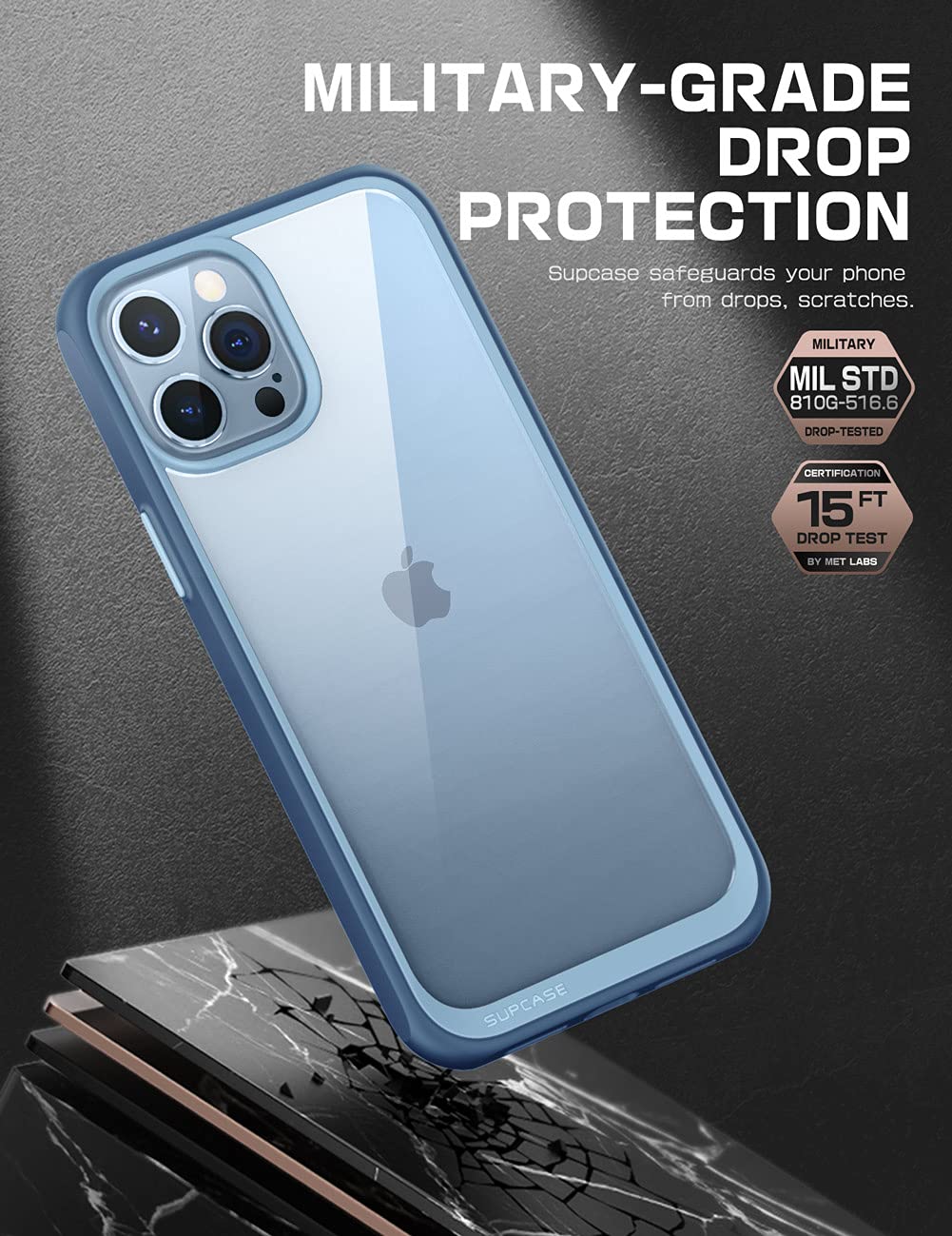 SUPCASE Unicorn Beetle Style Series Case for iPhone 13 Pro Max (2021 Release) 6.7 Inch, Premium Hybrid Protective Clear Case (Azure)