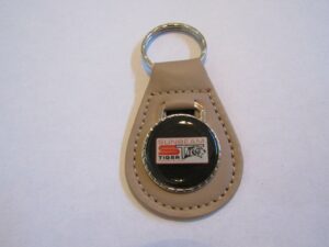 1960's sunbeam tiger vintage logo leather keychain - beige