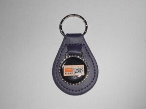 1960's sunbeam tiger vintage logo leather keychain - purple