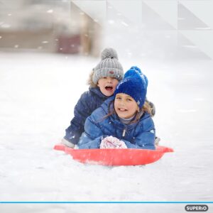 Superio Round Snow Saucer Sleds- 24” Plastic Disc Sleds for Kids and Adults- Heavy Duty Sled Discs with Handles for Downhill Sledding, Winter Outdoor Sports, (Red, Blue, Green)