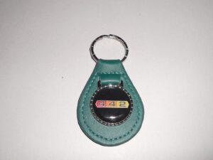 1965 1966 1967 1968 olds 442 4-4-2 tri color logo leather keychain - teal