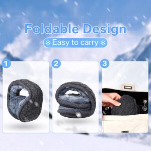 Ficerd 4 Pieces Unisex Warm Knit Earmuffs Furry Fleece Winter Ear Muffs Foldable Ear Covers Soft Pure Color Ear Warmer for Women Men Outdoor Activities