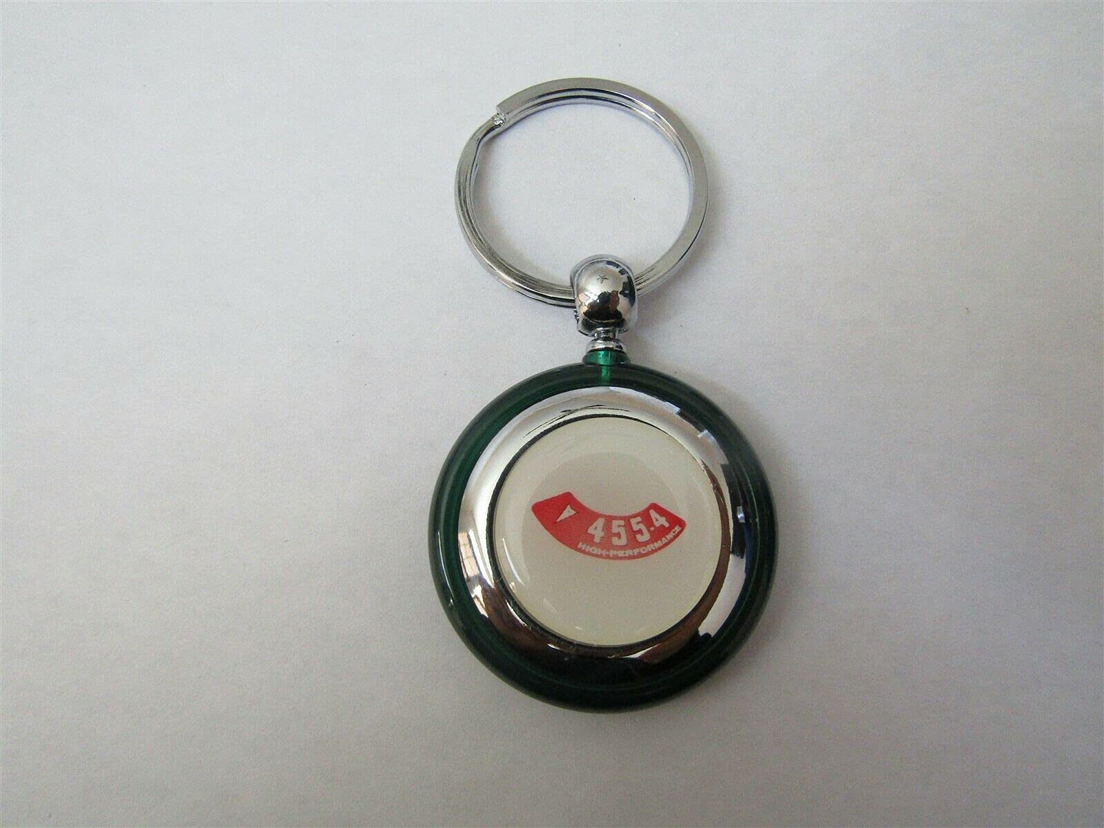 1960's 1970's GTO LEMANS 455 HIGH PERFORMANCE 455HP LOGO ROUND PLASTIC KEYCHAIN - GREEN