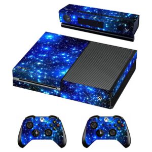 fottcz vinyl skin for xbox one console, sound box & controllers only, sticker decorate and protect equipment surface, blue sky stars