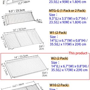 CAMPINGMOON Grill Racks Cooling Racks for Grilling Baking Cooking 304 Stainless Steel 2pcs set W2 14"(L) x 6 ¾"(W) Grid Wire Oven safe Dishwasher-safe