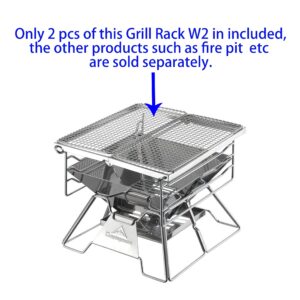 CAMPINGMOON Grill Racks Cooling Racks for Grilling Baking Cooking 304 Stainless Steel 2pcs set W2 14"(L) x 6 ¾"(W) Grid Wire Oven safe Dishwasher-safe