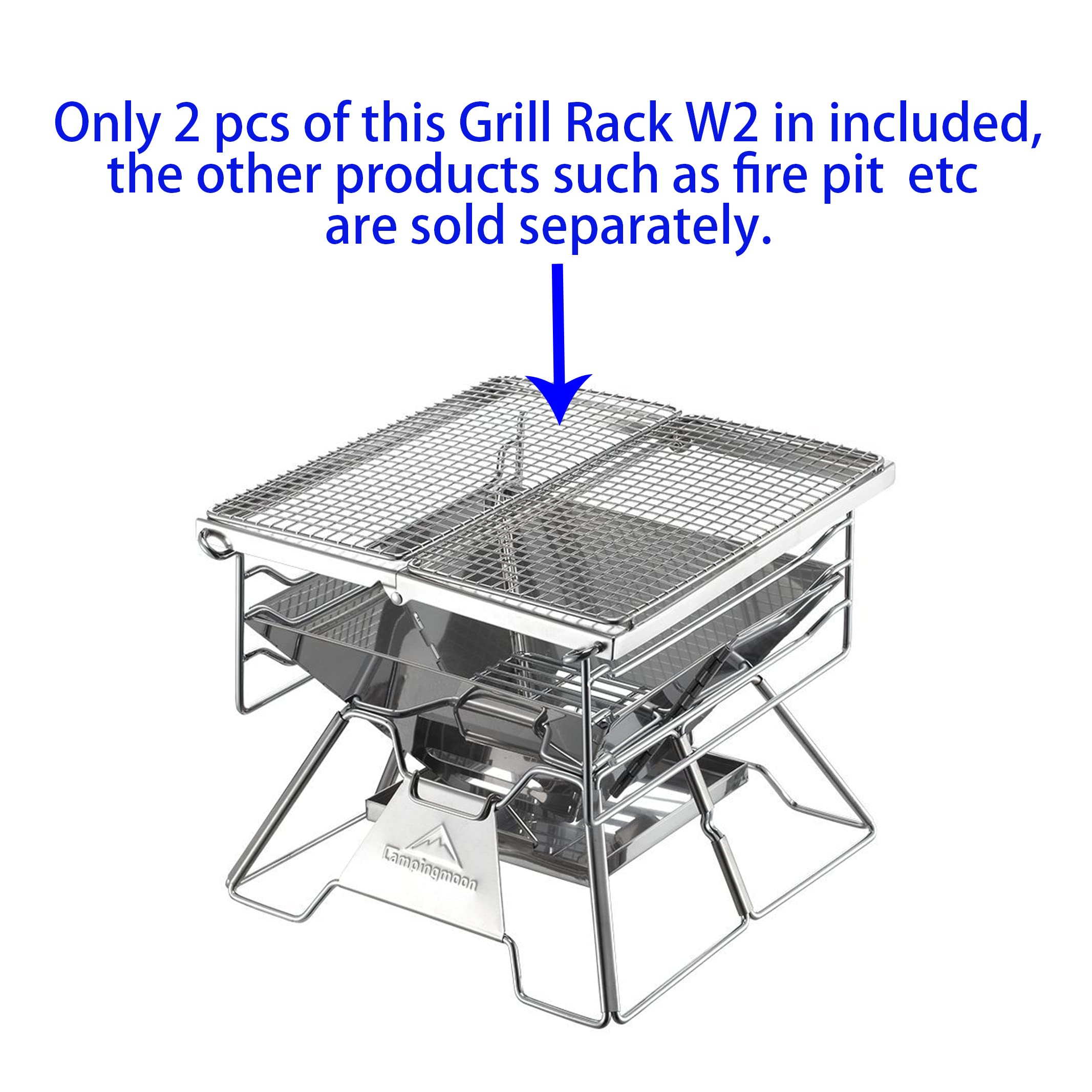 CAMPINGMOON Grill Racks Cooling Racks for Grilling Baking Cooking 304 Stainless Steel 2pcs set W2 14"(L) x 6 ¾"(W) Grid Wire Oven safe Dishwasher-safe