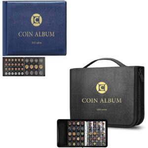 coin collection supplies book holder for collectors, coins collecting album for 20 25 27 30 38 46mm. coin storage display organizer case for money currency, penny, bill commemorative