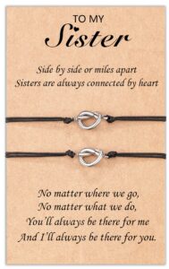 jeka sister bracelets for 2, sister gifts from sister, matching bracelets best friends friendship love knot distance bracelet birthday gifts for 2 younger sister teen women