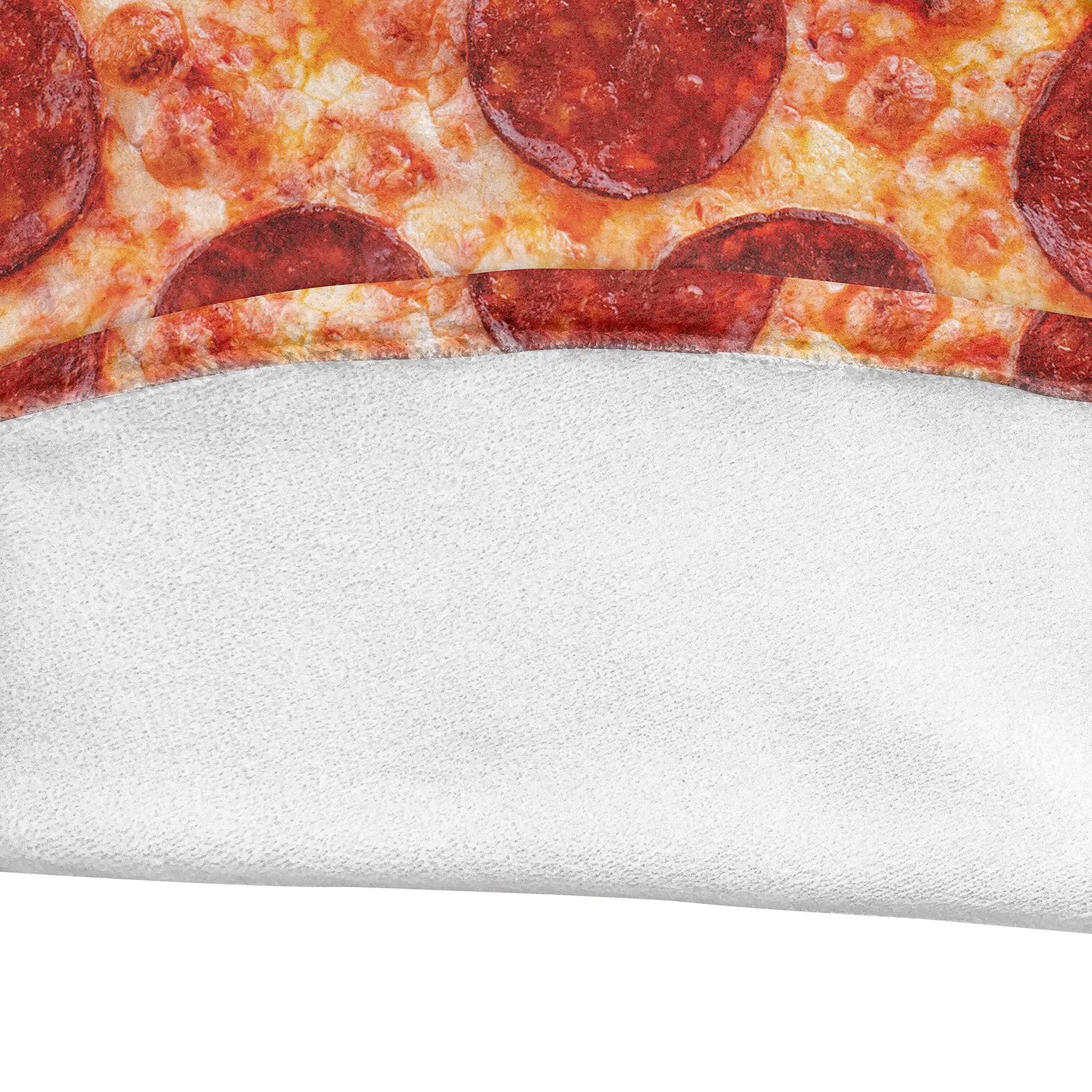 Ambesonne Italian Round Blanket, Pizza with Pepperoni Bologna Sausage and Mozzarella Cheese Delicious, Lightweight Sofa & Bed Cover Novelty Gifts for All Seasons, 47" Round, Burnt Orange Burgundy