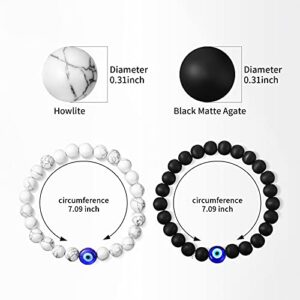 Hicarer 2 Pieces Couple Bracelets Mutual Relationship Bracelets 7 Knot Rope Braided Bracelets Adjustable Matching Pinky Promise Bracelets Graduation Teacher Gift(Yin Yang Style)