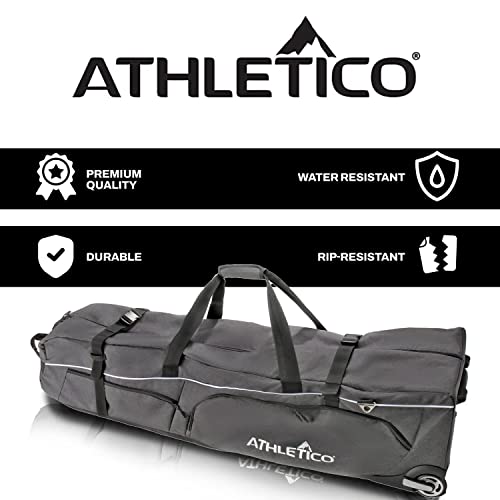 Athletico Ace Wheeled Golf Travel Bag - Heavy Duty Padded Golf Travel Bags with Wheels - Soft-Sided Golf Club Travel Cover Protects Clubs - Waterproof Golf Bag Travel Case - Universal Size