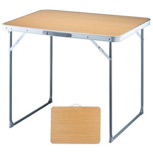 fundango portable table lightweight foldable with handle steel frame fold up small desk for camp, outdoor, beach side, picnic, 31.5x23.6x26.8inches, yellow, 31.5"x23.6"x26.8"