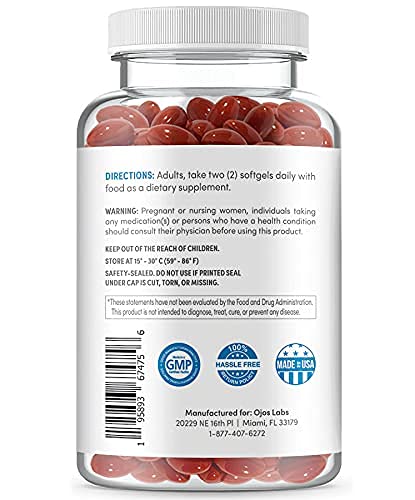 OjosLabs Eye Vitamins - AREDS 2 Based Formula - Eye Vitamin with Lutein & Zeaxanthin for Macular Health - Vision Supplements for Adults - 180 Softgels Support & Care for Eyes - Made in USA