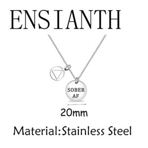 ENSIANTH Sobriety Gift Sober AF Necklace AA Gift NA Gift Sober Gift Addiction Recovery Gift (Sober AF AA NE)