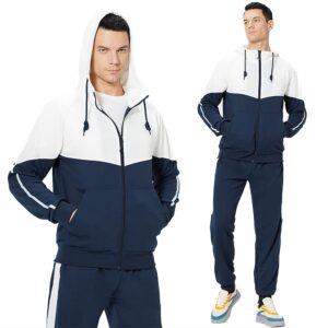 MANTORS Men's Activewear Full Zip Warm Tracksuit Sports Set Casual Sweat Suit TZ95 Blue XL