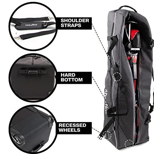 Athletico Ace Wheeled Golf Travel Bag - Heavy Duty Padded Golf Travel Bags with Wheels - Soft-Sided Golf Club Travel Cover Protects Clubs - Waterproof Golf Bag Travel Case - Universal Size