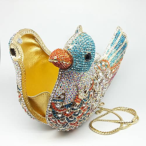 Bird Clutch Bags For Women Crystal Evening Bag Rhinestone Wedding Handbag Party Purse (Small,Multi Blue)