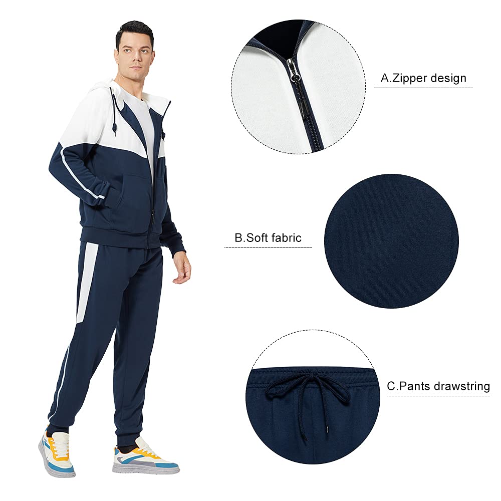 MANTORS Men's Activewear Full Zip Warm Tracksuit Sports Set Casual Sweat Suit TZ95 Blue XL