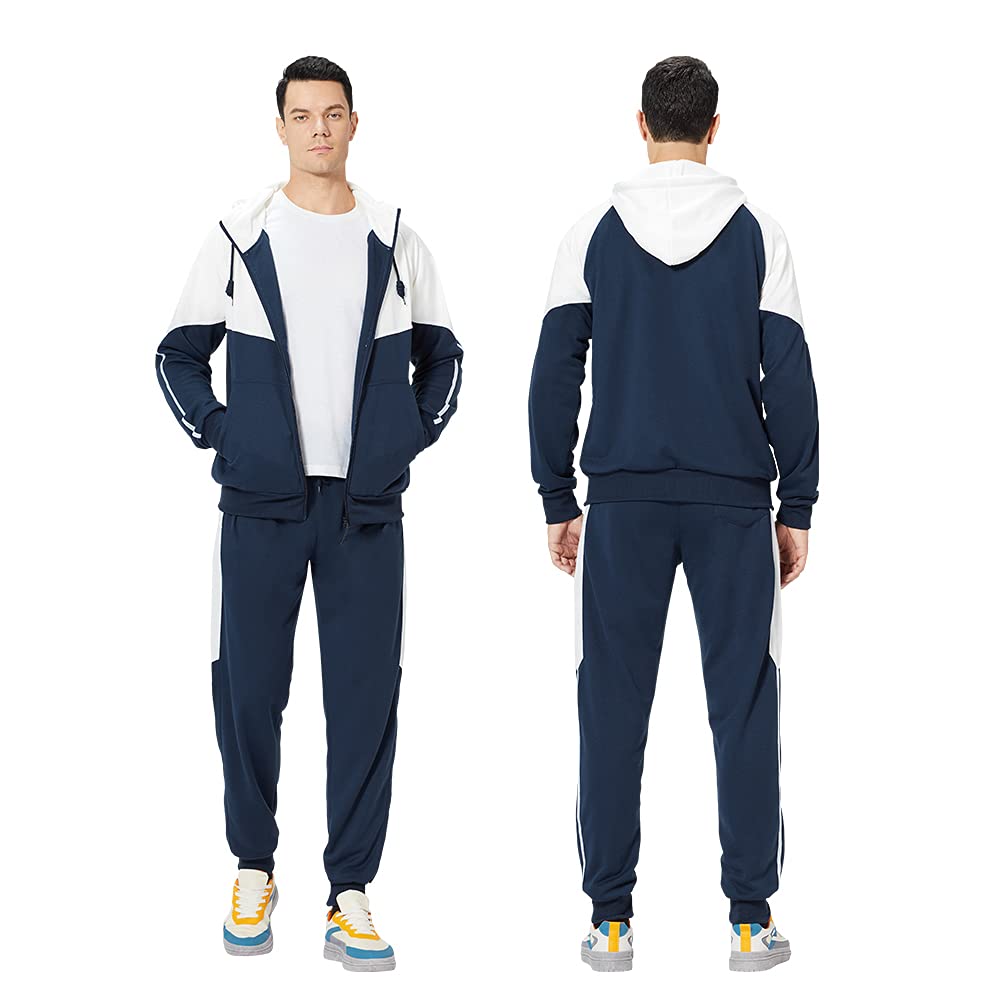 MANTORS Men's Activewear Full Zip Warm Tracksuit Sports Set Casual Sweat Suit TZ95 Blue XL