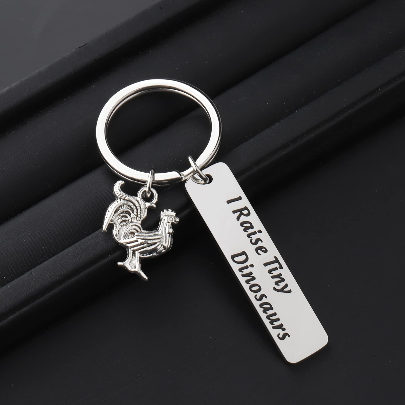 ENSIANTH Funny Chicken Lover Gift Chicken Keychain I Raise Tiny Dinosaurs Chicken Farmer Gift (I Raise Tiny Dinosaurs)