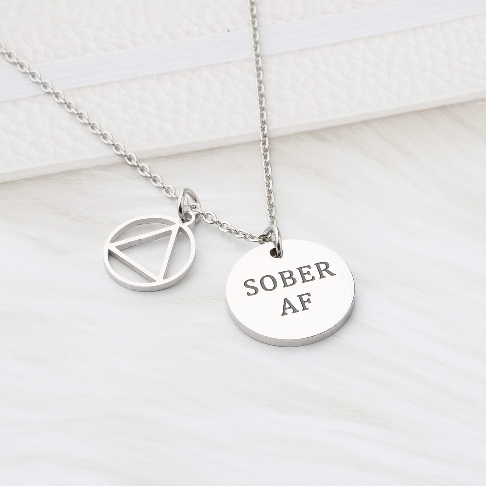 ENSIANTH Sobriety Gift Sober AF Necklace AA Gift NA Gift Sober Gift Addiction Recovery Gift (Sober AF AA NE)