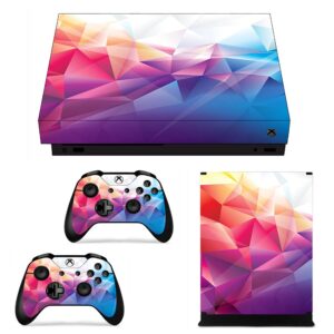 fottcz vinyl skin for xbox one x console & controllers only, sticker decorate and protect equipment surface, multicolor triangle