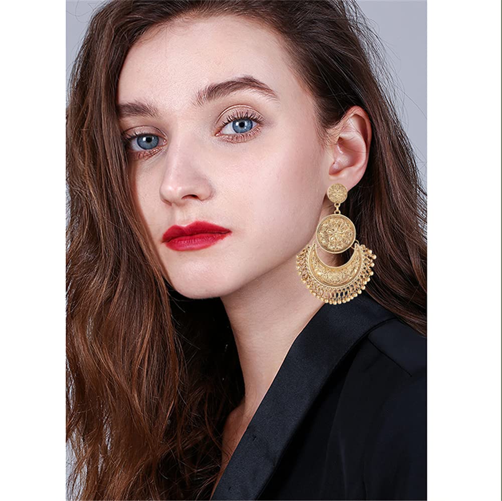 CHUNYANAN Bohemian Ethnic Retro Style Gold SilverTassel Dangle Drop Earrings For Women personalized Mexico Gypsy Dangle Earrings Jewelry (Gold Chandelier Tassel Dangle Drop Earrings)